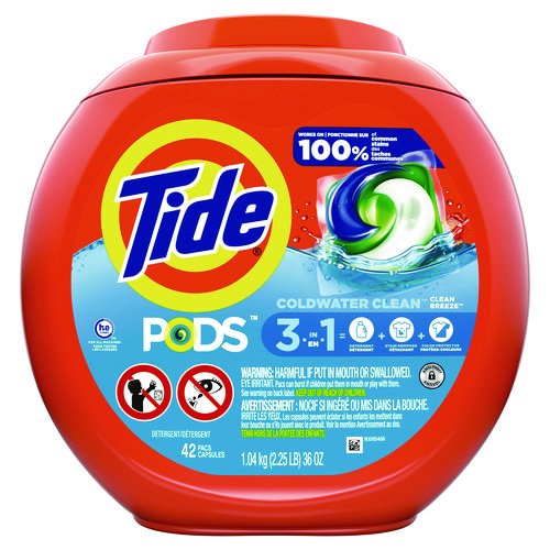 Tide PODS Laundry Detergent, Clean Breeze, 36 oz Tub, 42 Pacs/Tub, 4 ...